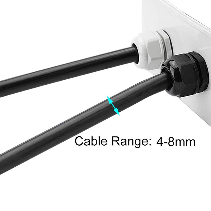 FULARR 30Pcs Premium Nylon PG9 Cable Gland, 4～8mm Adjustable IP68 ...