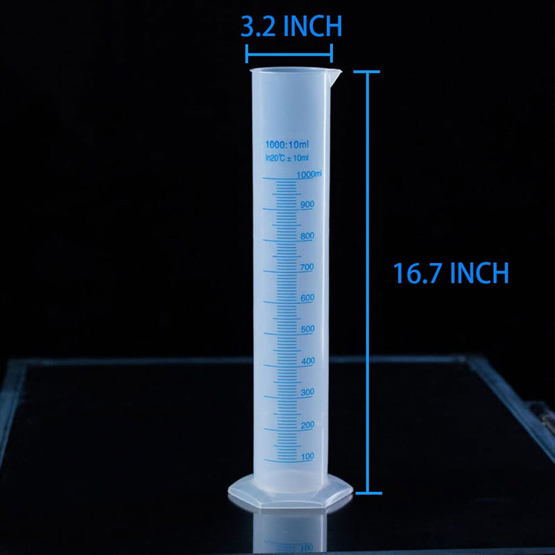 2Pack 1000ml Plastic Graduated Cylinder, Plastic Measuring Cylinder Set ...