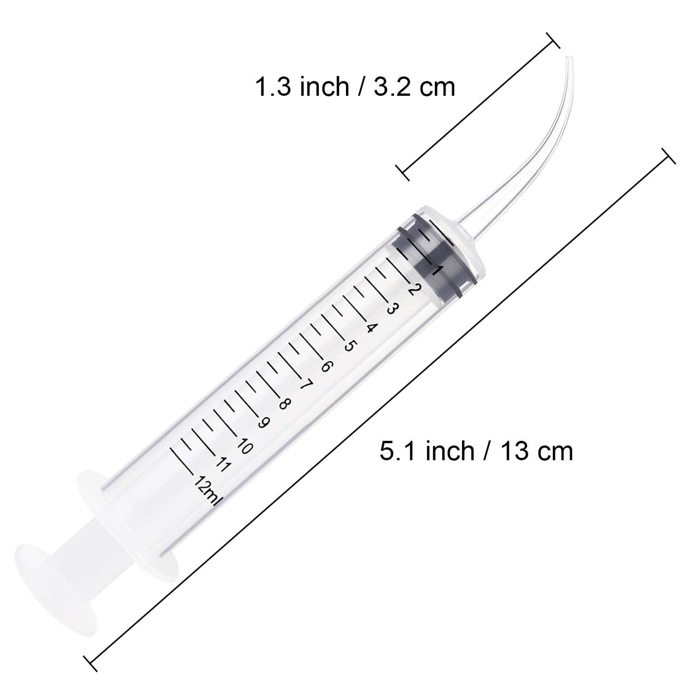 Benvo 6 Pack Disposable Dental Syringe 12ml with Curved Tip Dental ...