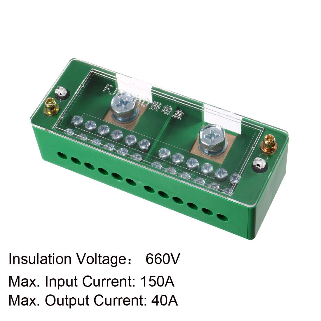 uxcell 2 Inlet 12 Outlet Terminal Strip Blocks 660V 150A Single Phase ...