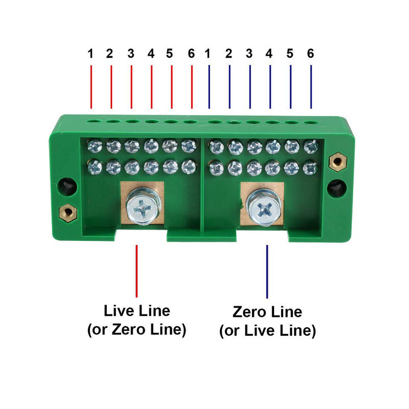 uxcell 2 Inlet 12 Outlet Terminal Strip Blocks 660V 150A Single Phase Distribution Block for ...