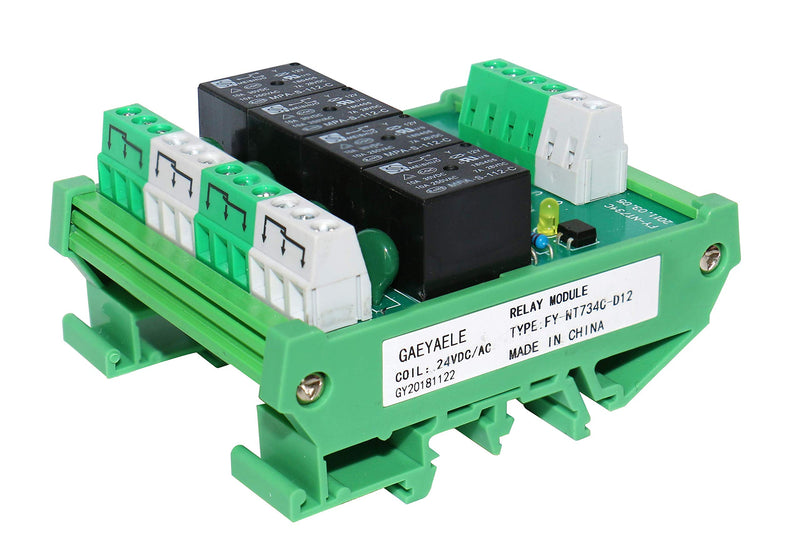 GAEYAELE 4 Channel 1 SPDT DIN Rail Mount 12V 24V DC/AC Interface Relay ... GAEYAELE 4 Channel 1 SPDT DIN Rail Mount 12V 24V DC/AC Interface Relay ...