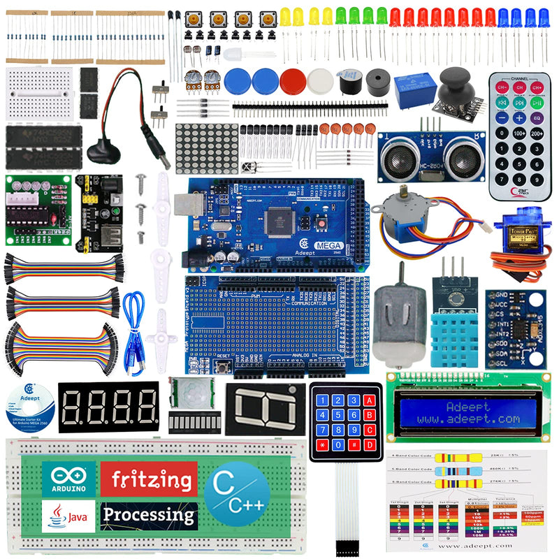 Adeept Ultimate Starter Kit Compatible with Arduino IDE Mega 2560 LCD 1602, Stepper motor ...